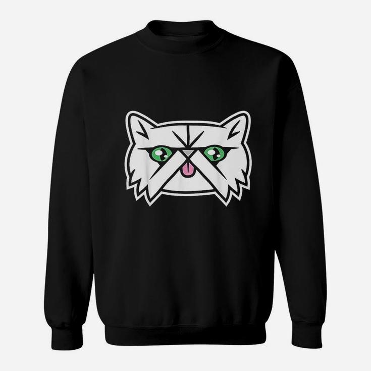Cute Smooshed Face Persian Cat With Green Eyes Graphic Sweat Shirt ...