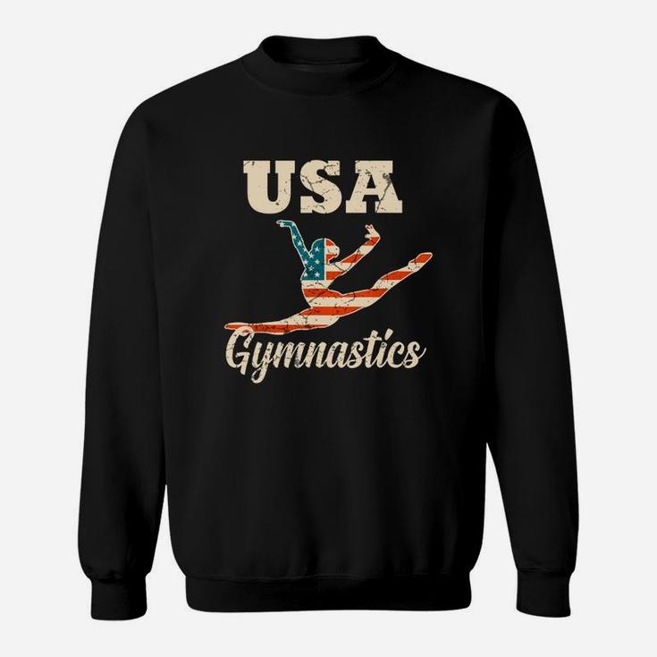 Gymnast American Flag Gymnastics Usa Sweat Shirt - Seseable