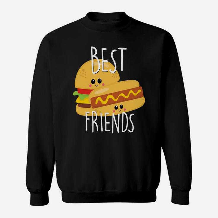 Hot Dog And Burger Matching Best Friend Bestie Bff Sweat Shirt - Seseable