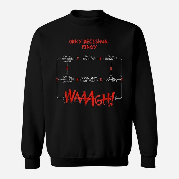 Ork Decision Chart Miniature Tabletop Wargaming Meme Sweat Shirt - Seseable