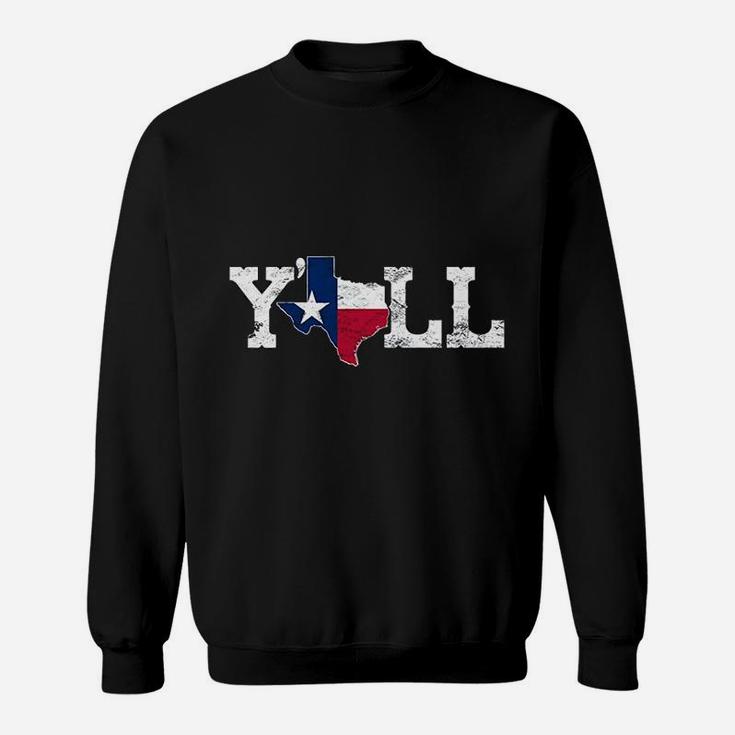 Texas Texas Shaped Flag Grunge Distressed Texas Sweat Shirt - Seseable