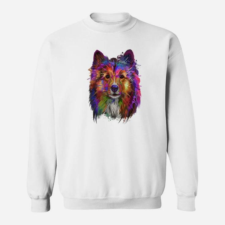 Splash Art Shetland Sheepdog Cute Sheltie Gifts Sweat Shirt - Seseable