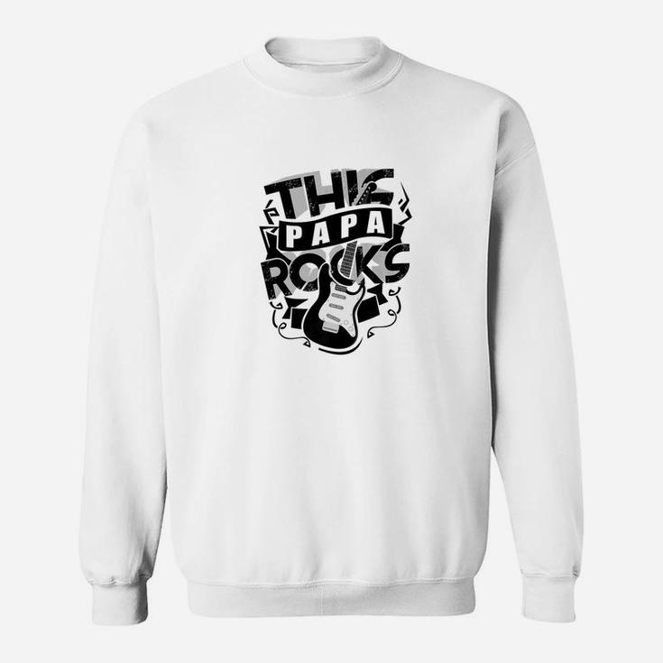 This Papa Rocks Cool Rock N Roll Fathers Day Sweat Shirt - Seseable
