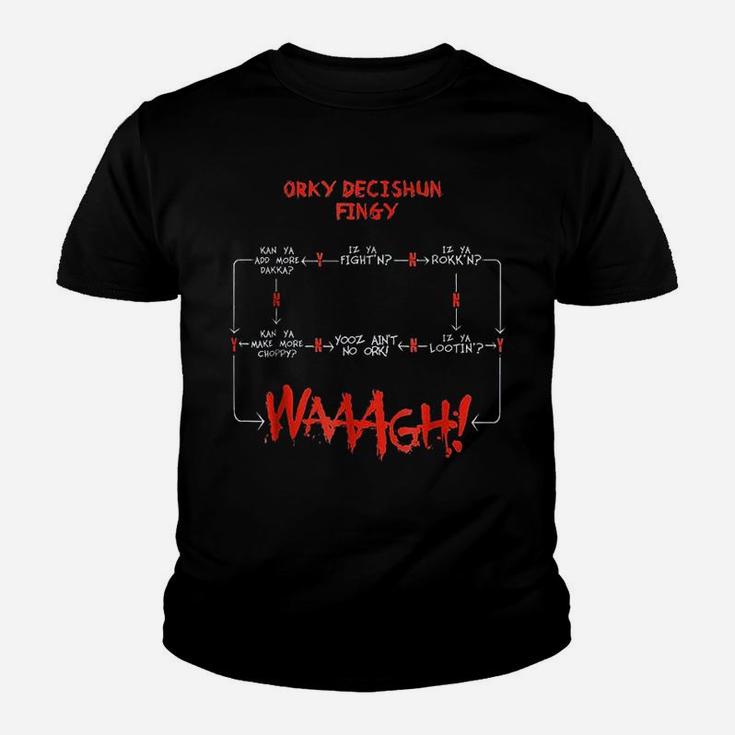 Ork Decision Chart Miniature Tabletop Wargaming Meme Kid T-Shirt - Seseable