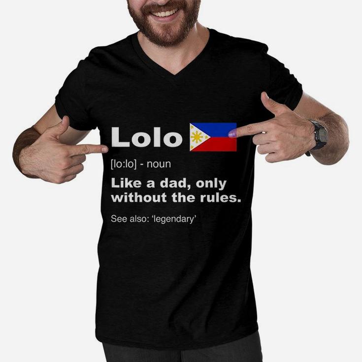 Lolo Filipino Grandpa Definition Funny Fathers Day Men V-Neck Tshirt ...