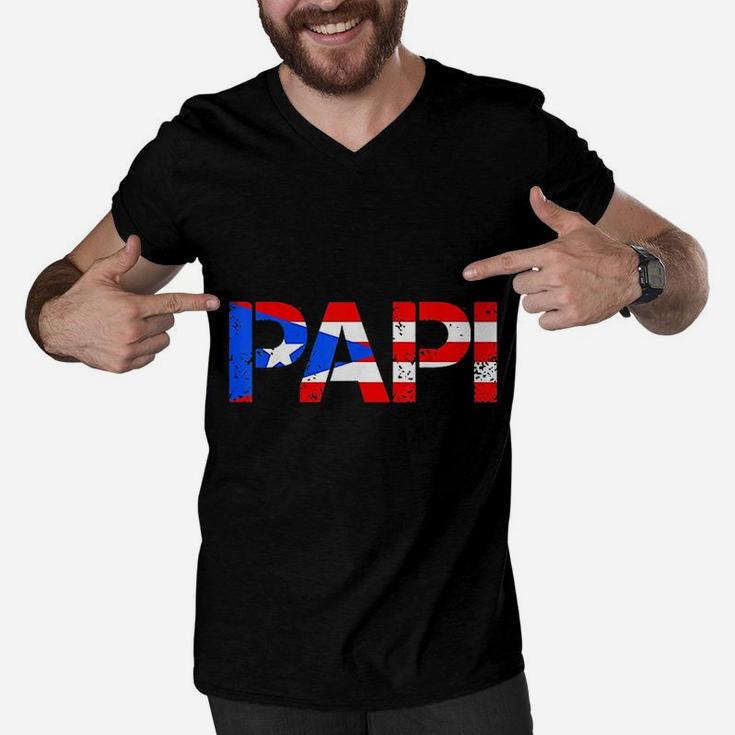 Papi Puerto Rico Flag Fathers Day Men V-Neck Tshirt | Seseable
