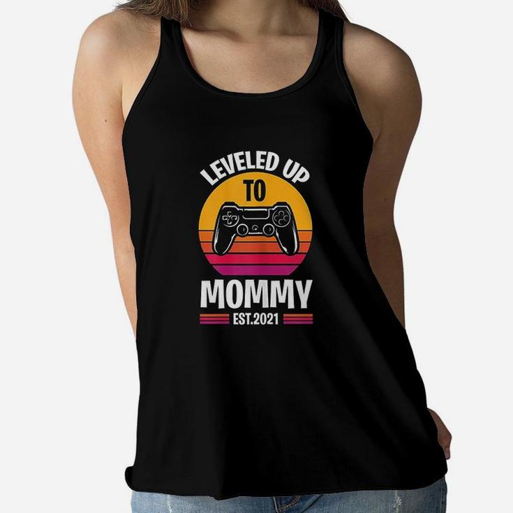 Leveled Up To Mom 2021 Leveling Promoted To Mommy Est2021 Ladies Flowy ...