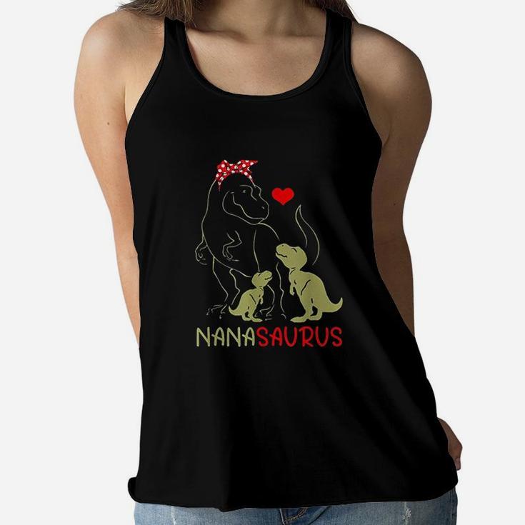 Nanasaurus T Rex Nana Saurus Dinosaur Mom Gift Ladies Flowy Tank ...