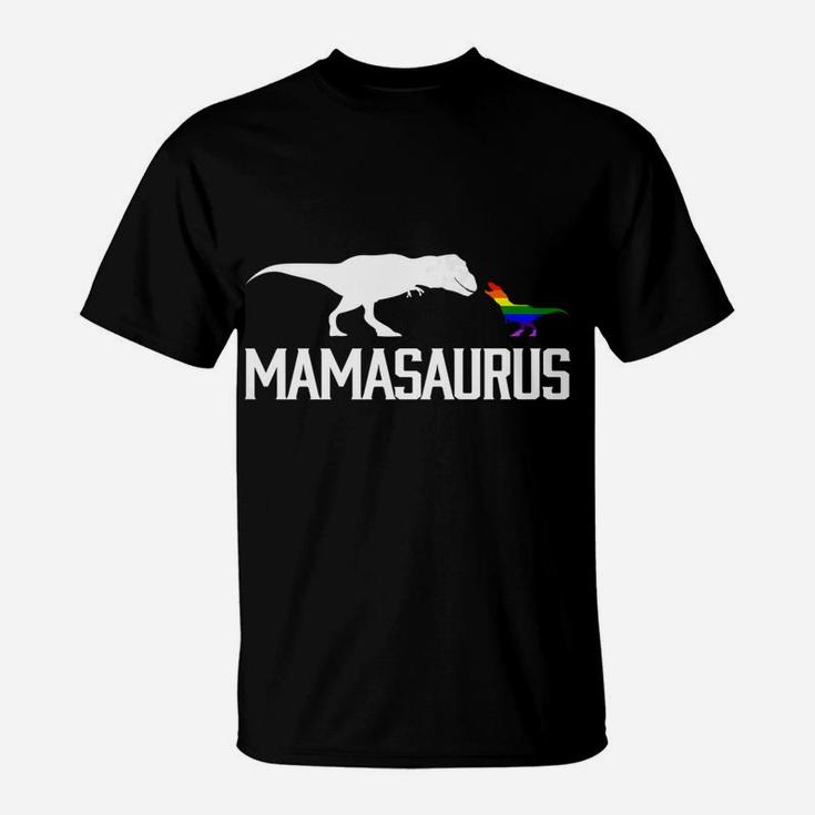 Mamasaurus Lgbt Mom Rainbow T Rex T-Shirt | Seseable