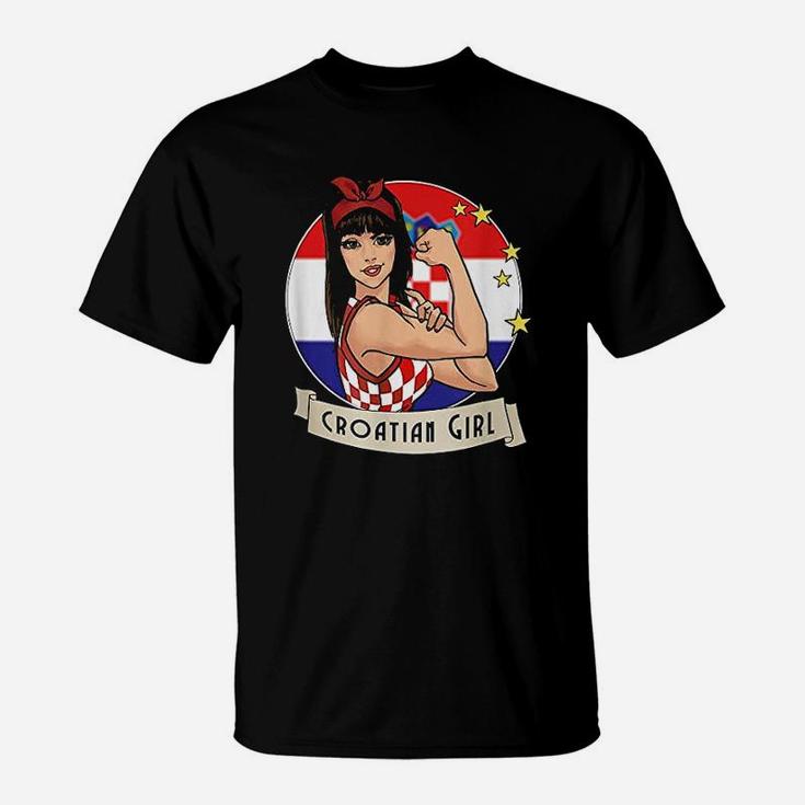 Croatian Girl Funny Croatia Flag Hrvatska T-Shirt - Seseable