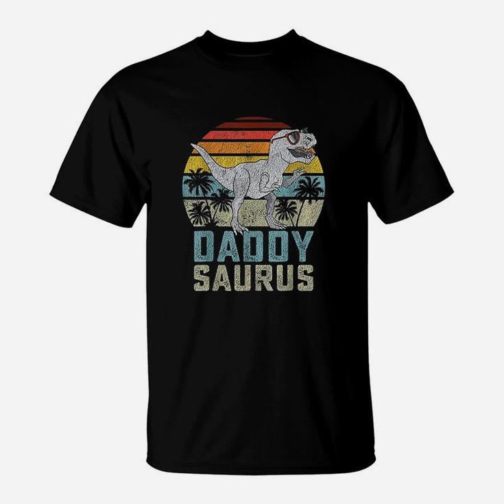 Daddysaurus T Rex Dinosaur Daddy Saurus Family Matching T-Shirt - Seseable