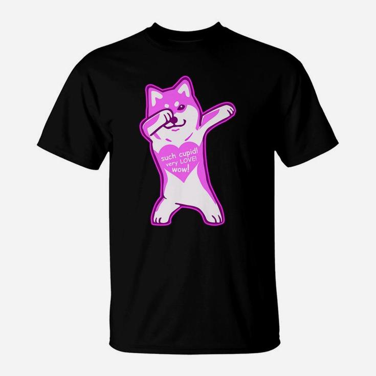 Doge Meme Valentines Day Dabbing Shiba Inu T-Shirt - Seseable
