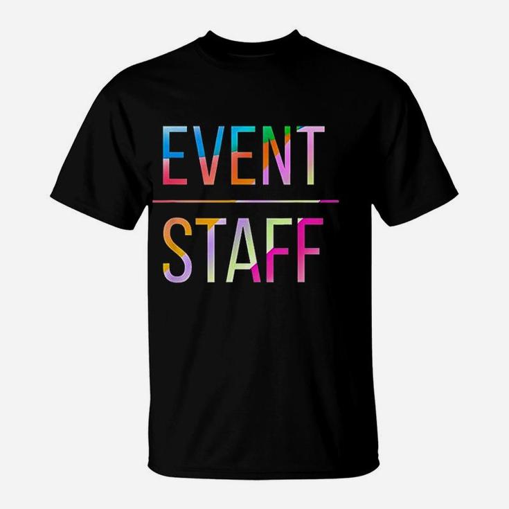 Event Staf Front Design Color Party Crew Uniform T-Shirt - Seseable