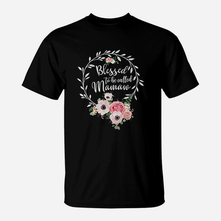 Floral Grandma Blessed To Be Called Mamaw T-Shirt - Seseable