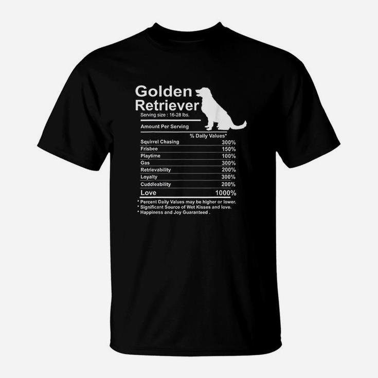 Funny Golden Retriever Facts Nutrition Gift Retrieve Mom T-Shirt - Seseable