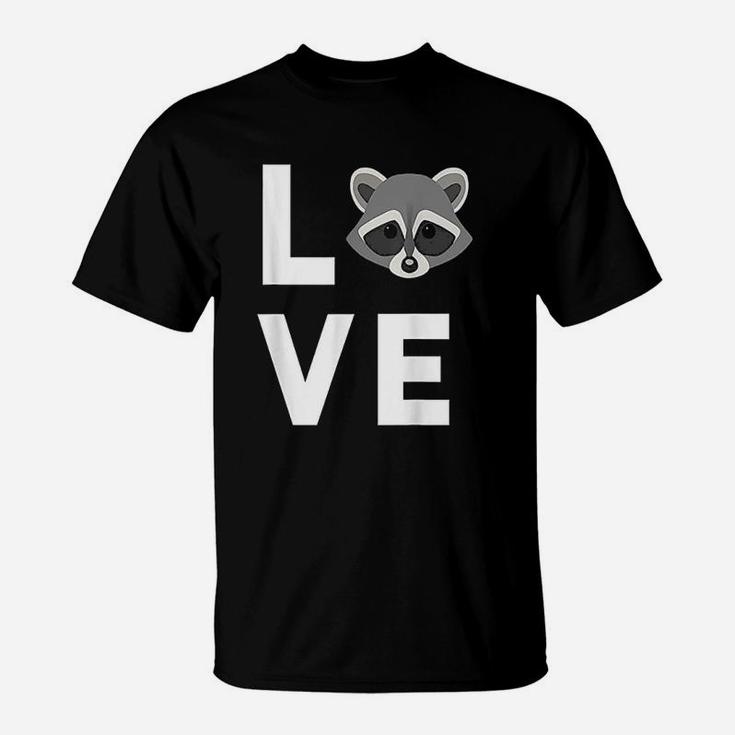 Funny Raccoon Gift Raccoon Face Design Cute I Love Raccoons T-Shirt ...