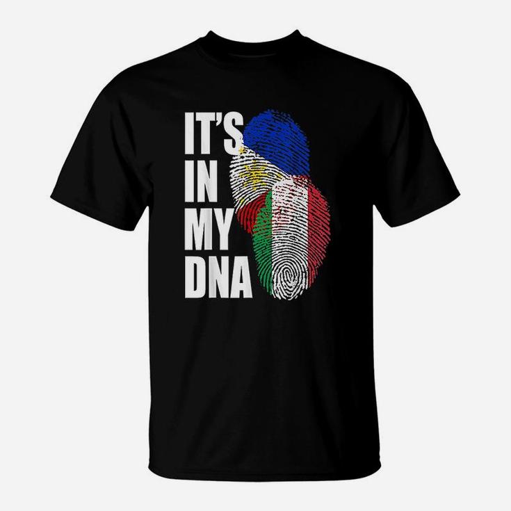 Italian And Filipino Dna Mix Flag Heritage T-Shirt - Seseable