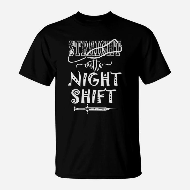 Nurse Straight Outta Night Shift T-Shirt - Seseable