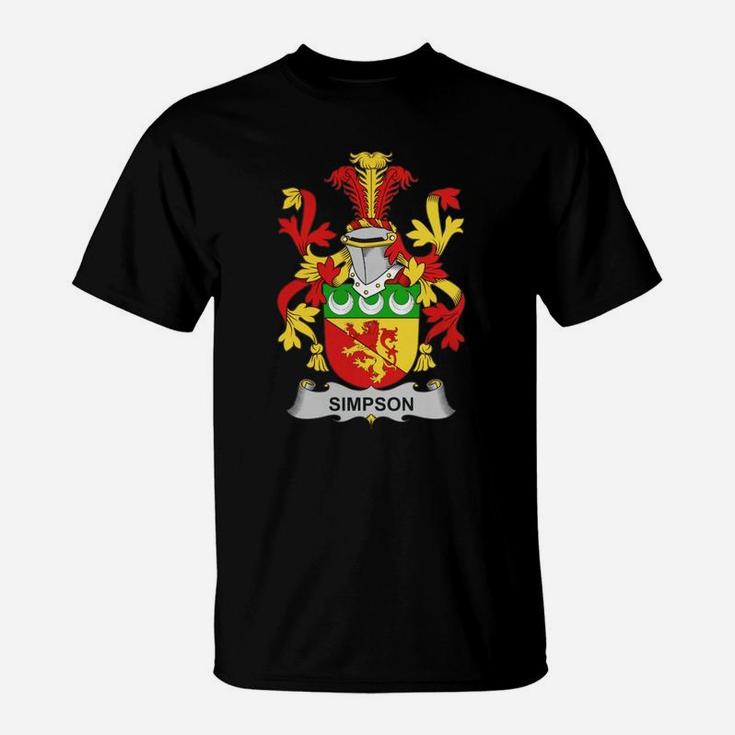 Simpson Family Crest Irish Family Crests Ii T-Shirt | Seseable