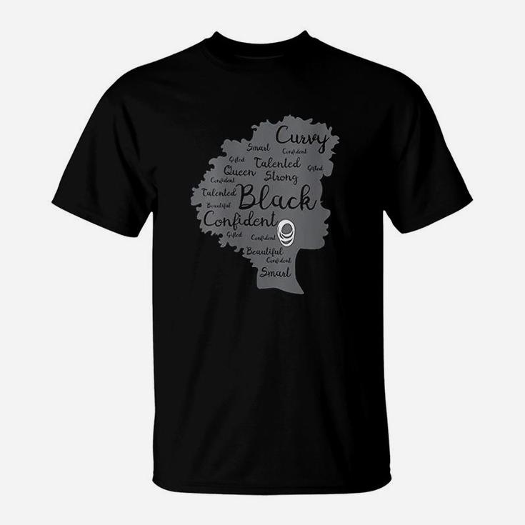 Strong Black Woman Afro Word Art Natural Hair Melanin Poppin T Shirt