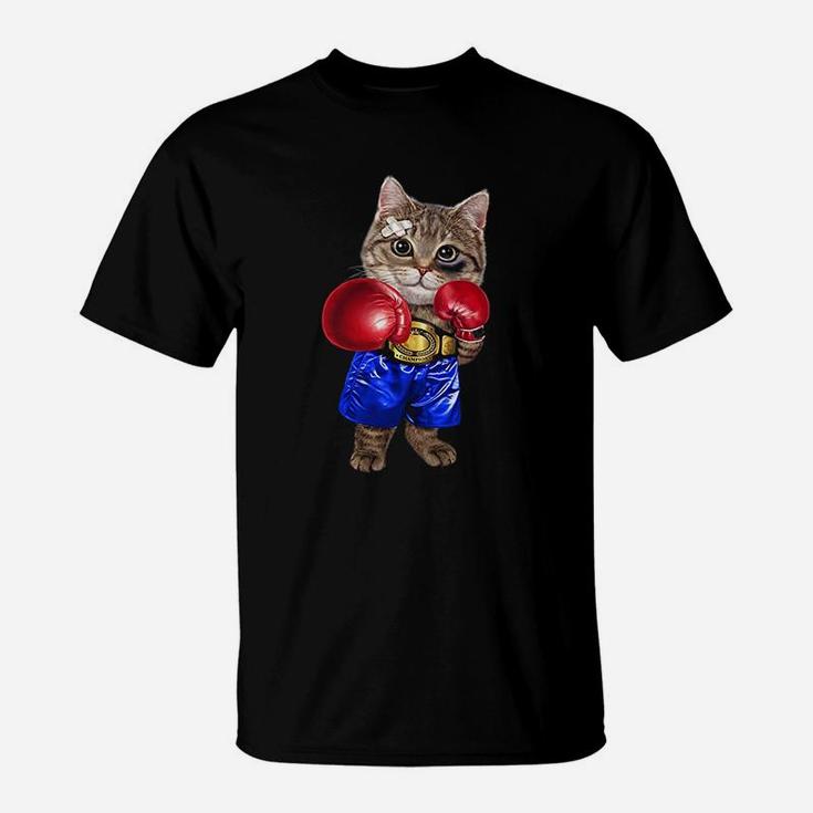 Tabby Cat As Boxing Champion Boxer T-Shirt - Seseable