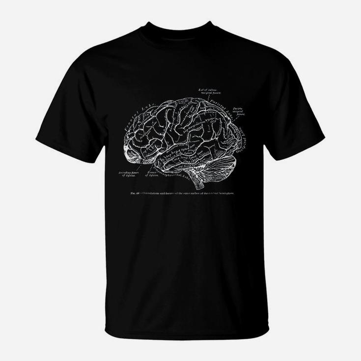 Vintage Human Anatomy Brain T-Shirt | Seseable