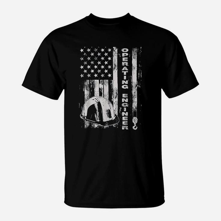 Vintage Operating Engineer American Flag T-Shirt - Seseable