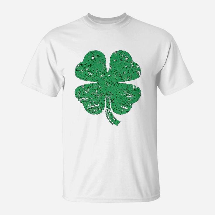 Distressed Green Four Leaf Clover Rawedge Raglan T-Shirt - Seseable
