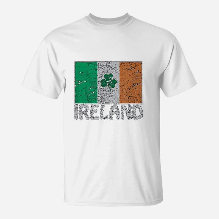 Distressed Ireland Flag Shamrock Cool Irish Flags T-Shirt - Seseable
