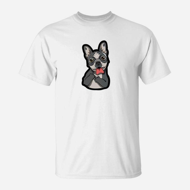 French Bulldog Funny Middle Finger Graphic T-Shirt - Seseable