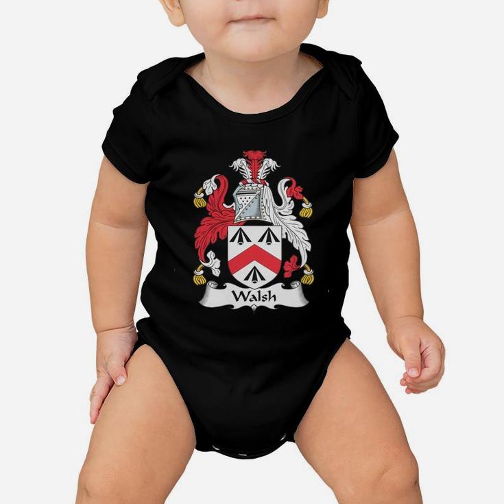 Walsh Coat Of Arms Irish Family Crests Baby Onesie - Seseable